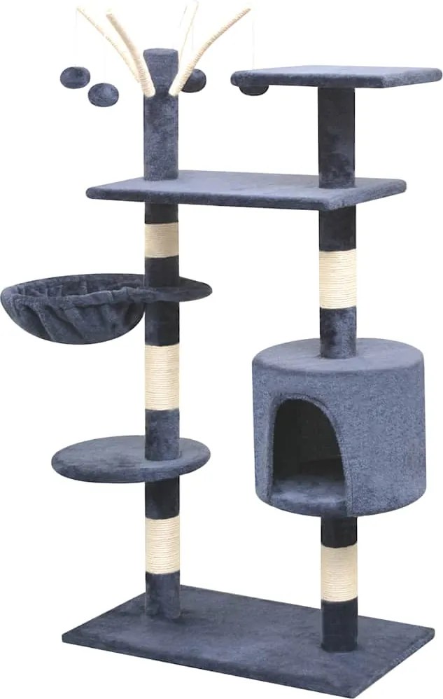 Škrabadlo pro kočky se sisalovými sloupky, 125 cm, tmavě modrá 170484
