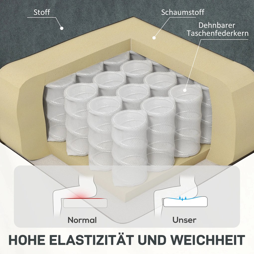 HOMCOM Elektrické relaxační křeslo s masážní a vyhřívací funkcí, čalouněné křeslo s USB připojením, boční kapsy, šedé