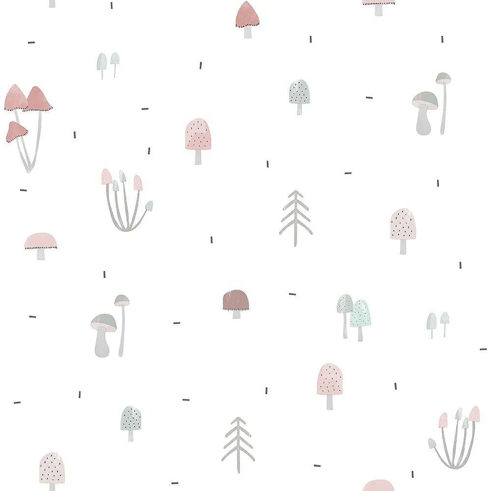 Papírová dětská tapeta na zeď, motiv houbiček a lesa 3352-3, Oh lala, ICH Wallcoverings