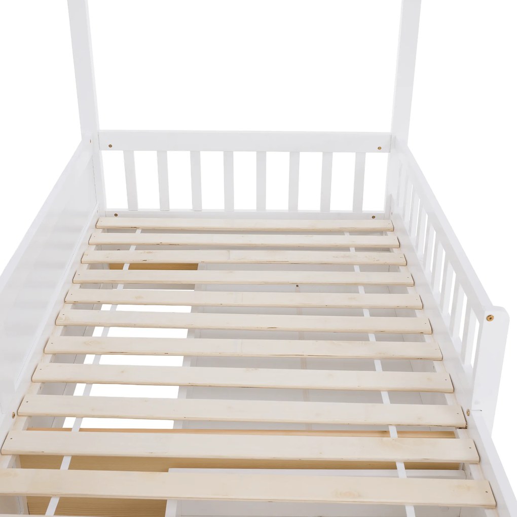 Montessori postel, 90x200, bílá, masiv, BIANKA