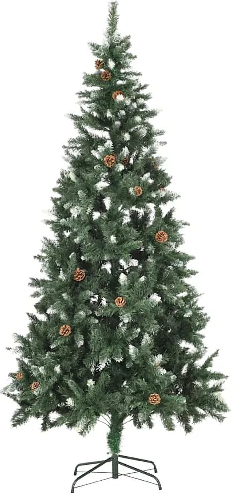 Umělý vánoční stromek se šiškami a bílými třpytkami 210 cm 284319