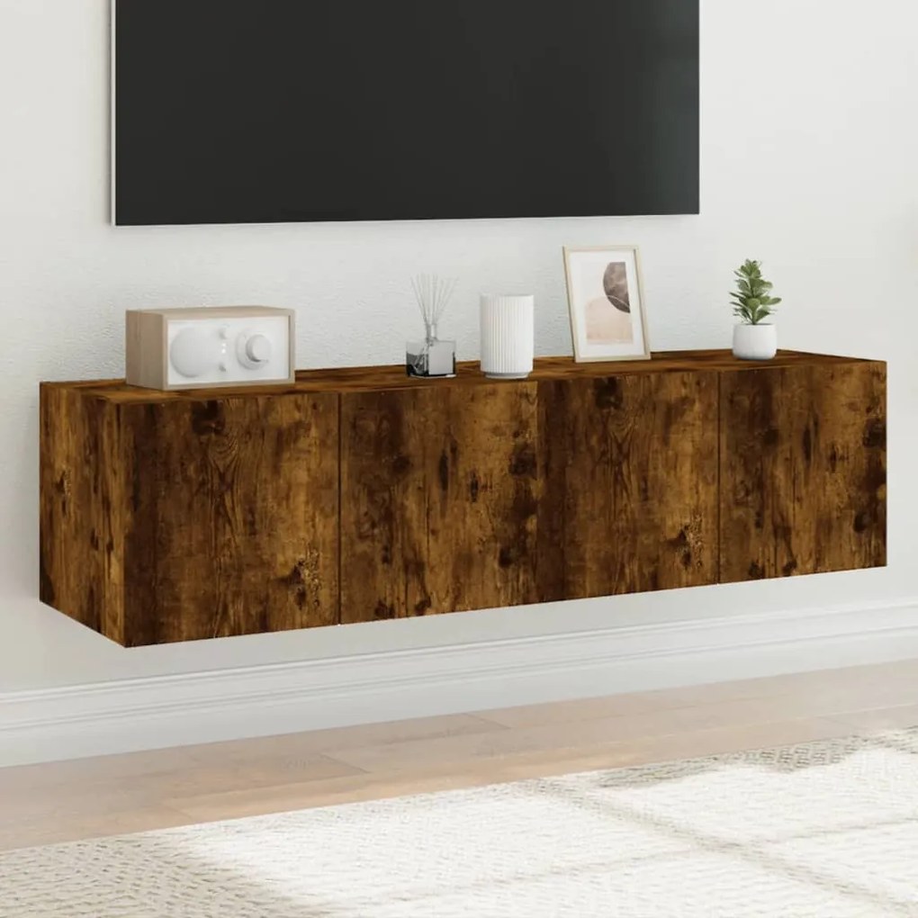 Nástěnné TV skříňky s LED 2 ks kouřový dub 60 x 35 x 31 cm