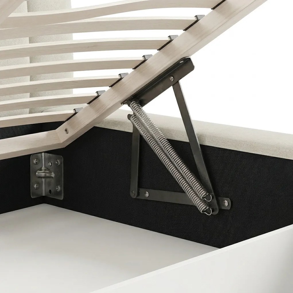 Čalouněná postel BORMINI, 160x200 cm, s úložným prostorem a roštem Úložný prostor: S kovovým rámem úložného prostoru, Barva látky Velutto: Černá (Velutto 20)