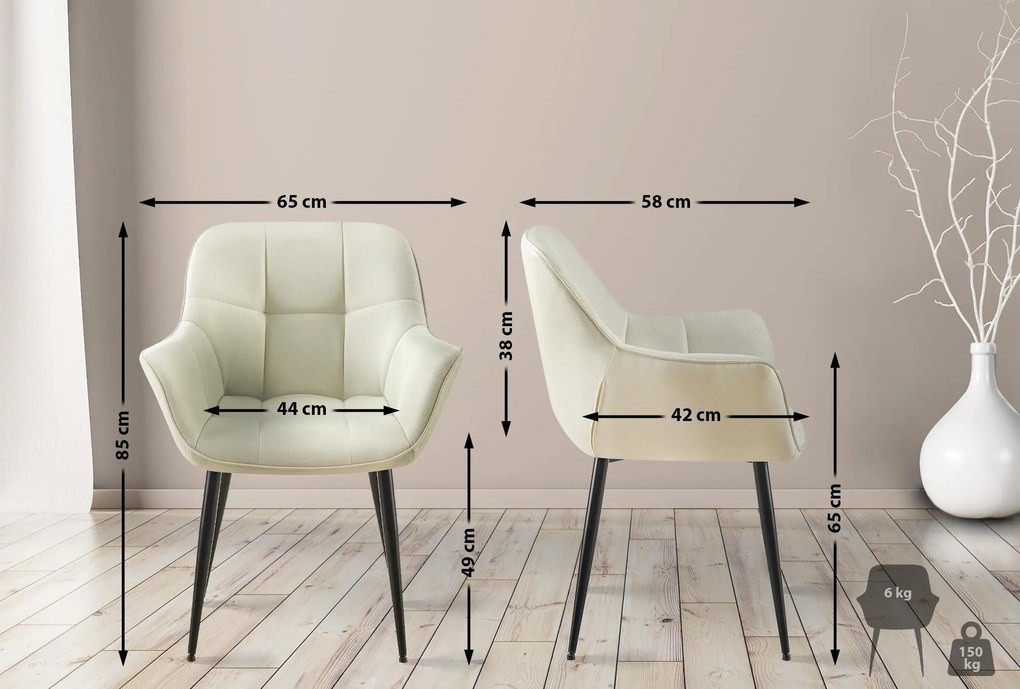 Jídelní židle Roseville látka – krémová