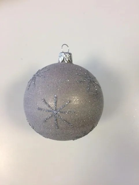 Střední vánoční koule s hvězdami 6 ks - světle šedá