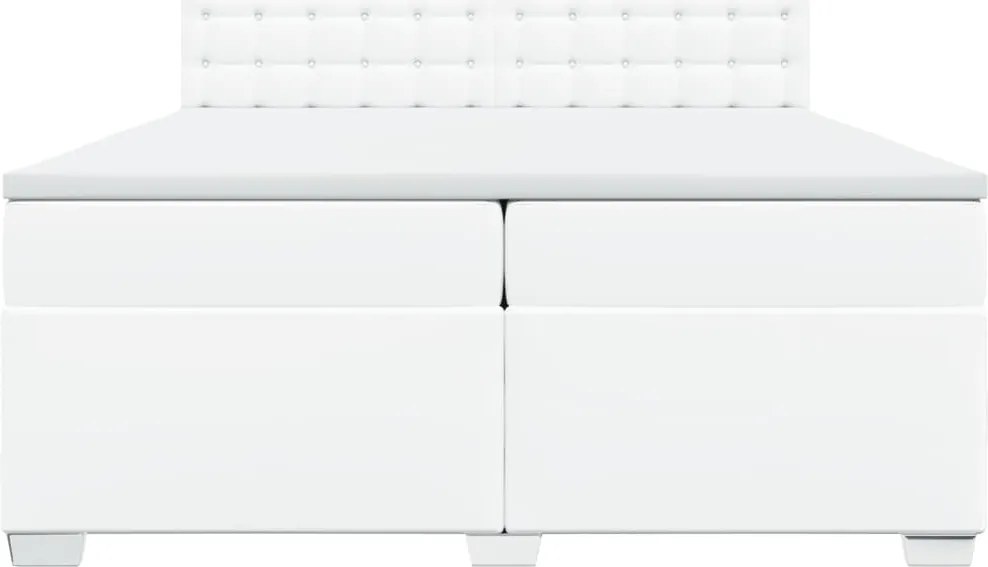 Box spring postel s matrací bílá 200x200 cm umělá kůže 3288437