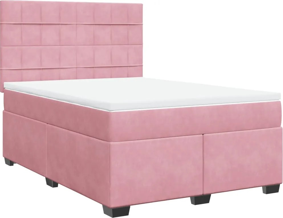 Box spring postel s matrací růžová 140x190 cm samet 3293211