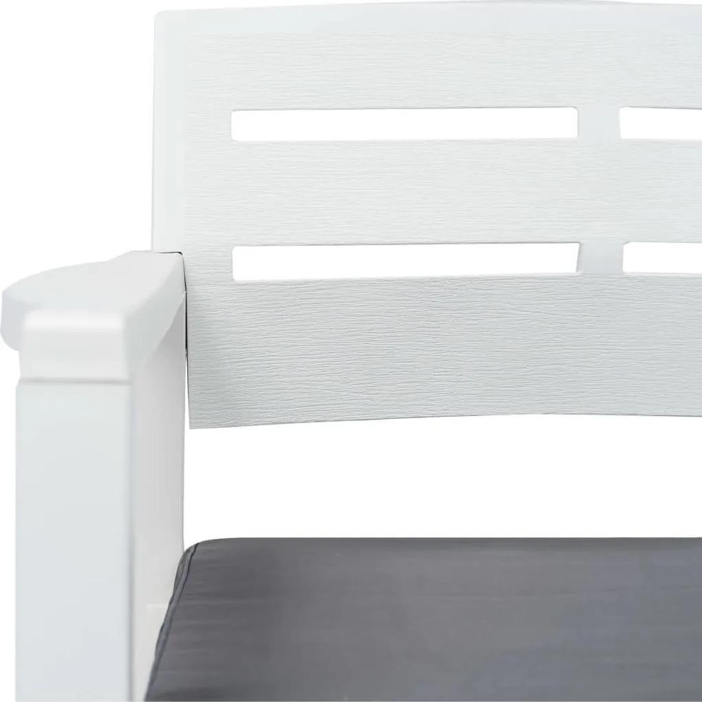 vidaXL 2místná zahradní lavice s poduškami 133 cm plast [45622] Barva: Bílá