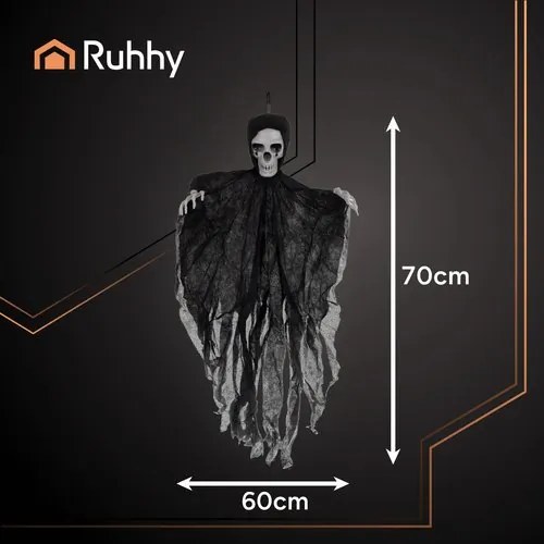 Dekorace Halloween visící kostra Ruhhy 26125, černá