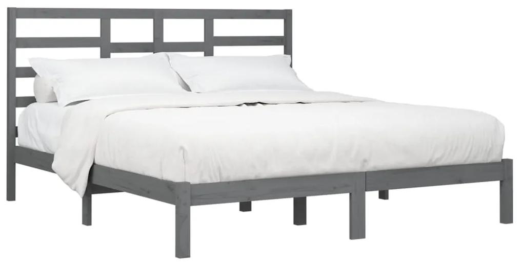 Rám postele šedý masivní dřevo 180 x 200 cm Super King,  3105812