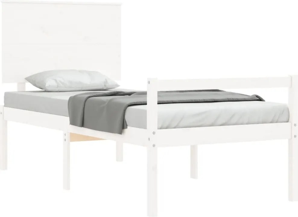 Postel s čelem pro seniory bílý Single masivní dřevo 3195447