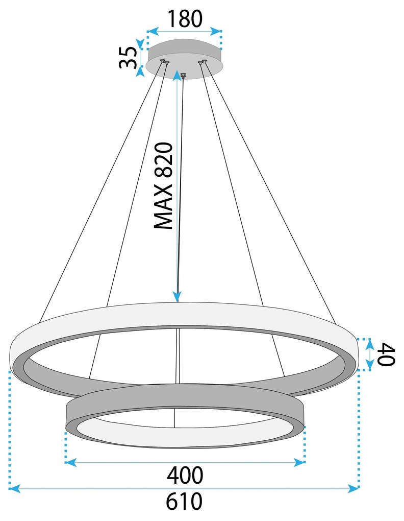 Toolight Toolight, LED stropní svítidlo 60cm, 55W, 3500lm + dálkové ovládání, APP1772-CP, zlatá matná, OSW-06351