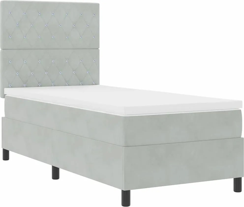 Postel s boxspringem s matrací Světle šedá 100 x 200 cm samet 3339746