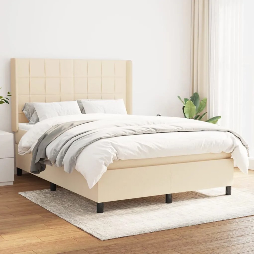 Box spring postel s matrací krémová 140x190 cm textil 3131430