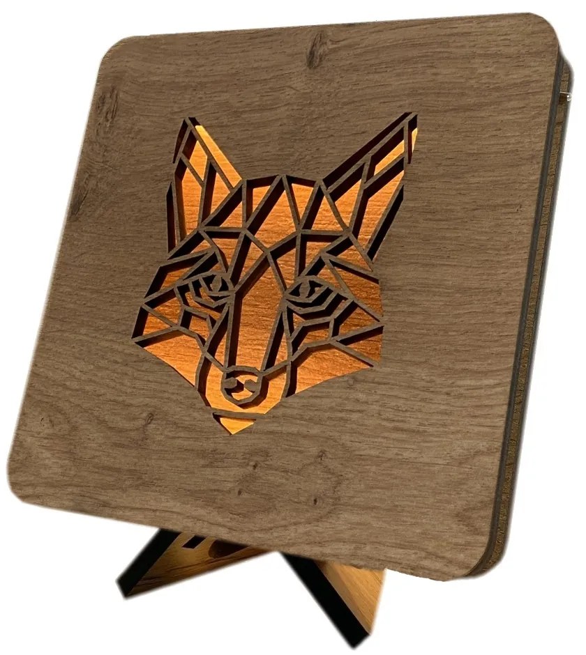 Li-Go "Hlava lišky" lampa 19x19cm provedení povrchu: ořech