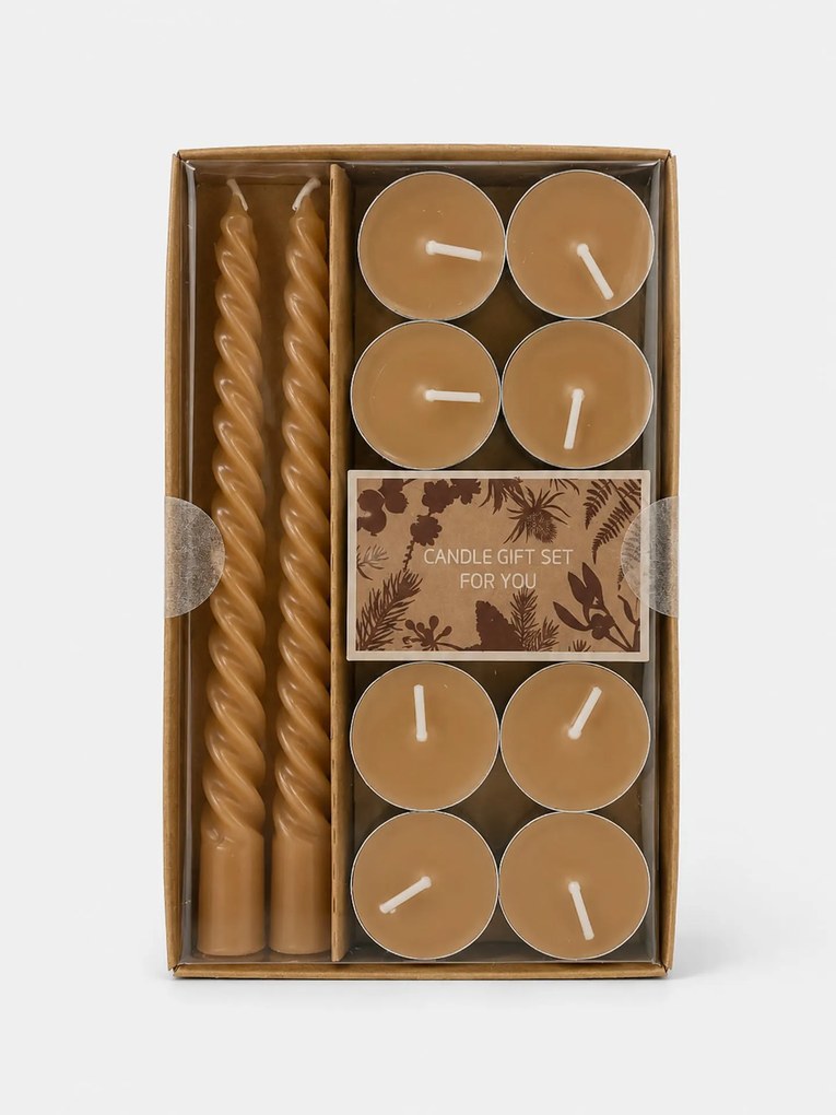 Sinsay - Sada svíček: spirálové stolní svíčky a čajové svíčky 10 pack - hnědá