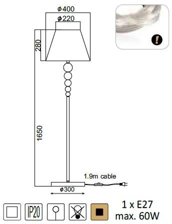 ACA DECOR Stojací lampa OLIVIA max. 60W/E27/230V/IP20