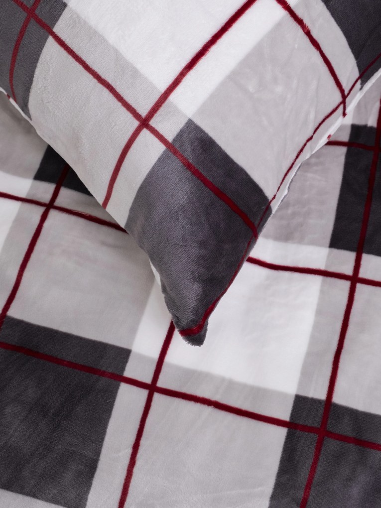 MK Lůžkoviny Povlak na polštář mikroplyš Exclusive 40 x 60 cm - Kostky šedočervené