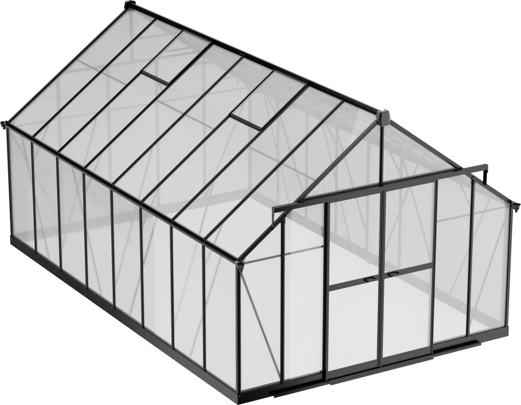 Skleník 245 x 305 x 488 cm, zesílená konstrukce, polykarbonát 6 mm