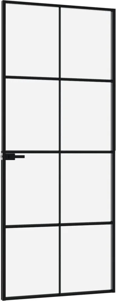 vidaXL Interiérové dveře 83x201,5 cm tvrzené sklo a hliník úzké [153663] Barva: Černá a matná
