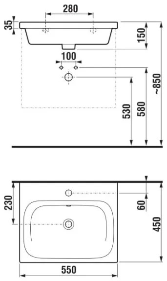 JIKA H8127127161041 - Závěsné umyvadlo MIO 55x45 cm keramika/matná černá