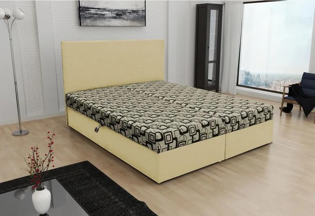 Manželská postel TOM včetně matrace, 160x200, Dolaro 100 krémový/Siena 555