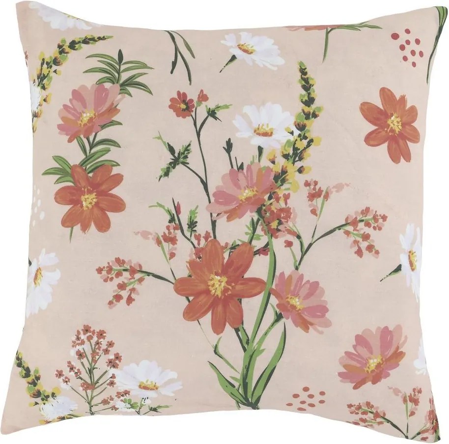 Růžový povlak na polštář s květy Aix Wild Flowers - 50*50 cm