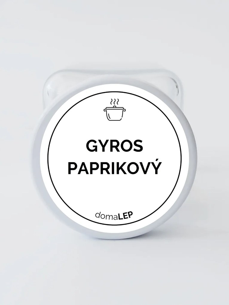 Samolepka na kořenky GYROS PAPRIKOVÝ bílá 5 cm tučné písmo