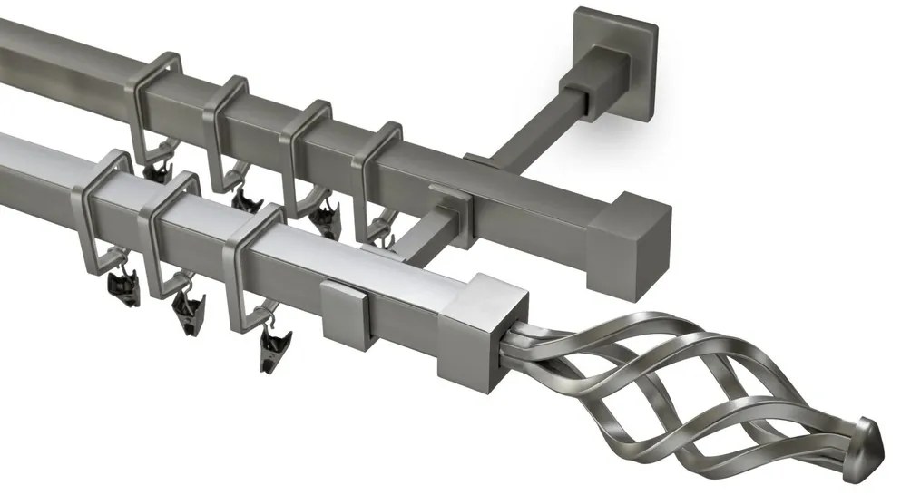 GARNÝŽE-HEBR Garnýž Azur matná stříbrná dvojitá 320 cm