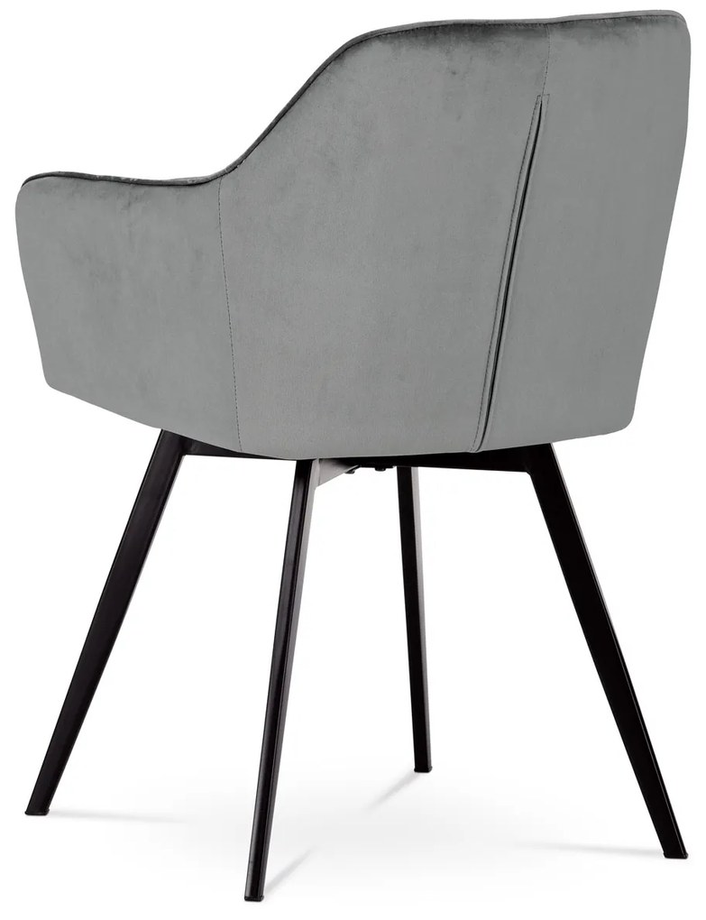AUTRONIC Jídelní židle, potah šedá sametová látka, kovové nohy, černý matný lak
