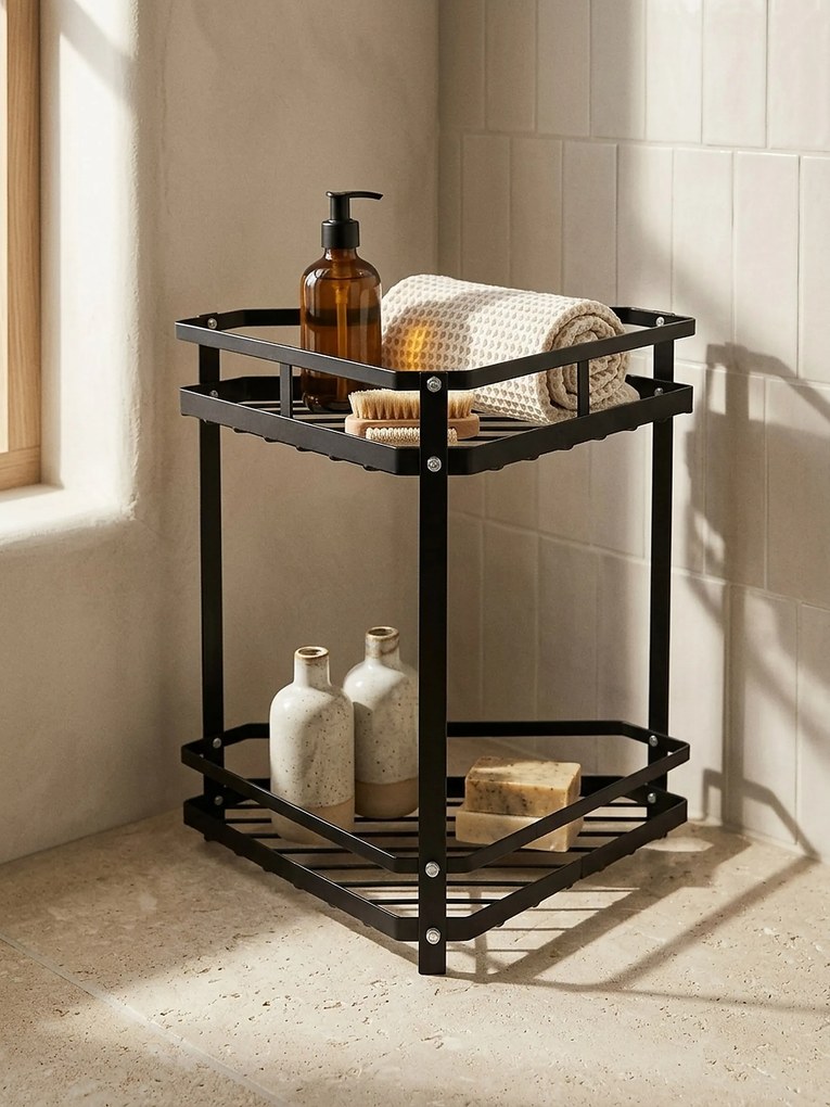 Sinsay - Dvoupatrová rohová koupelnová polička - černá