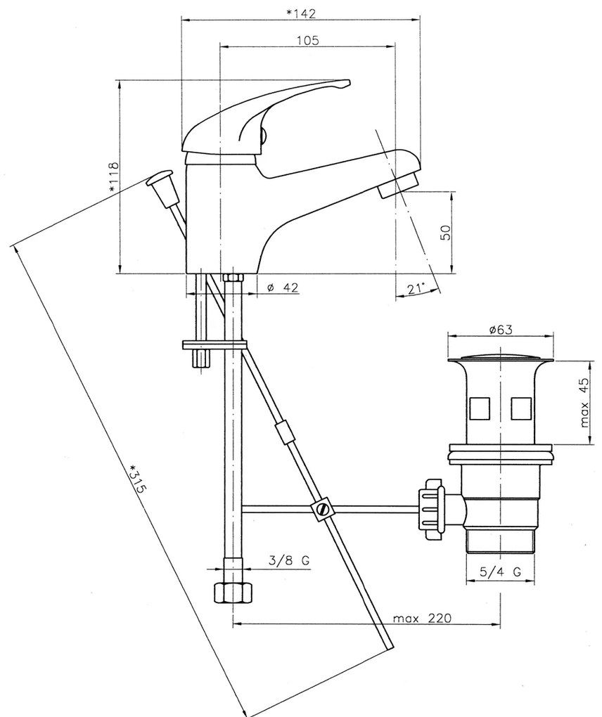 Novaservis Titania Iris Umyvadlová baterie s výpustí, chrom, 92001,0