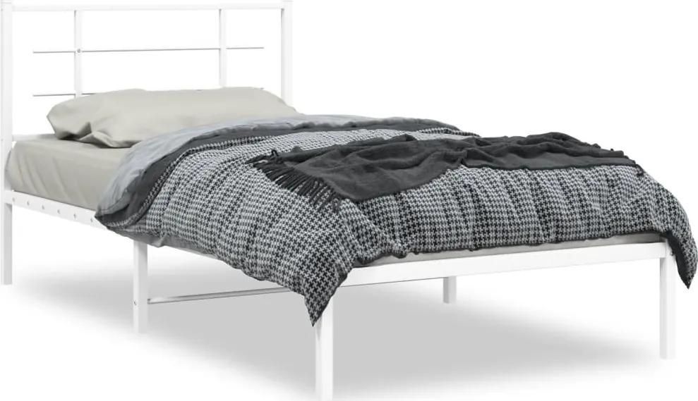 vidaXL Kovový rám postele s čelem 107 x 203 cm [355606] Barva: Bílá