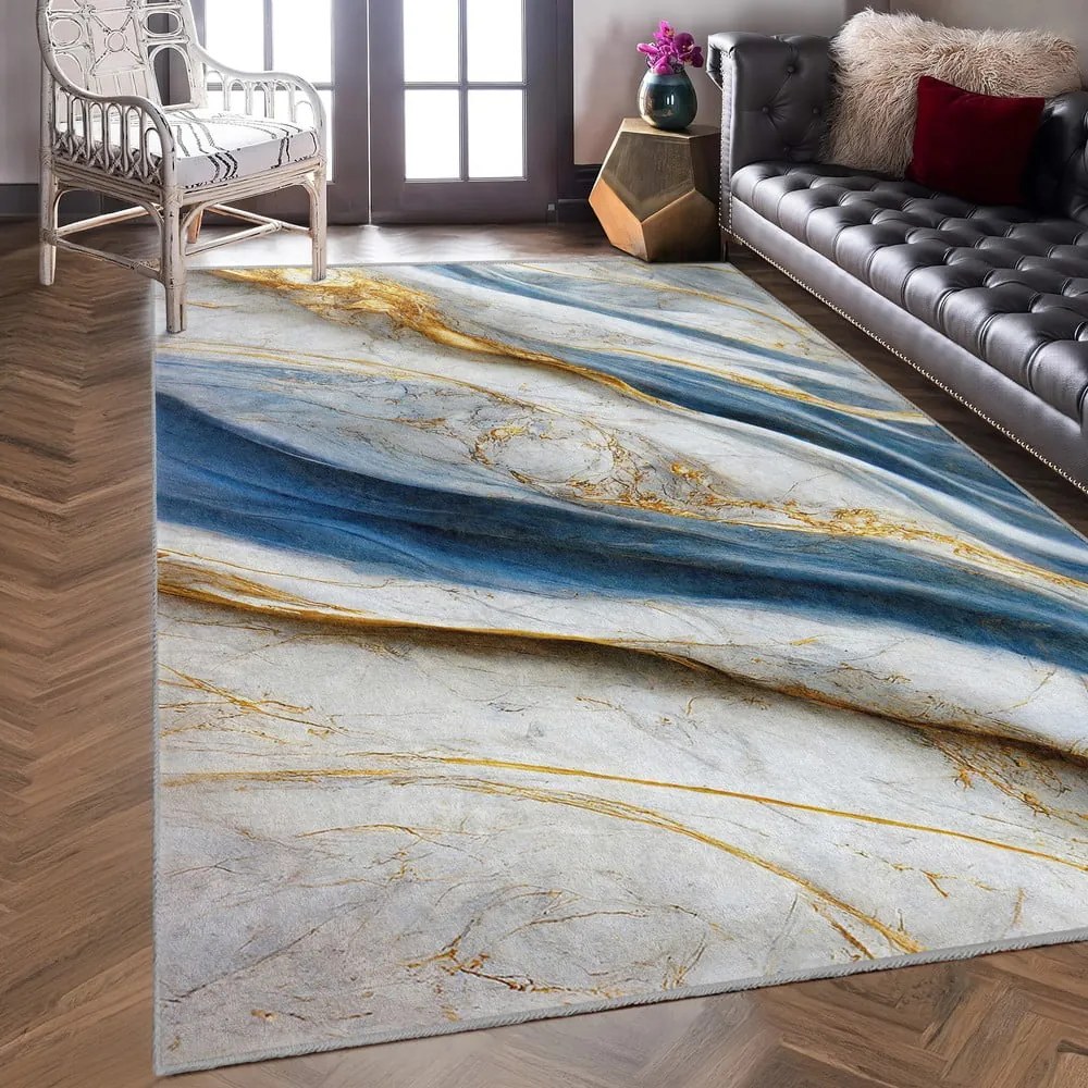 Modrý pratelný koberec 160x230 cm Golden Spill – Mila Home