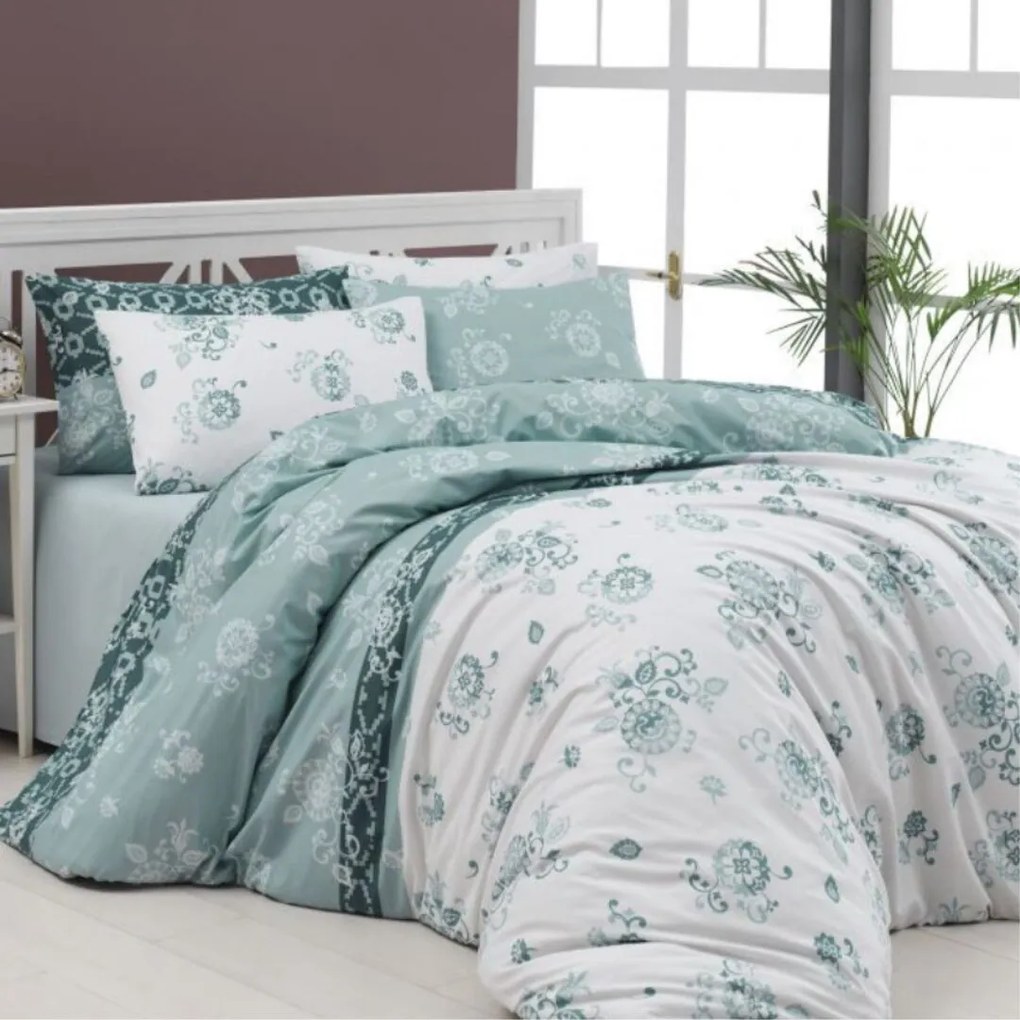 Povlečení flanelové Carmela zelená 200x140cm+90x70cm TiaHome