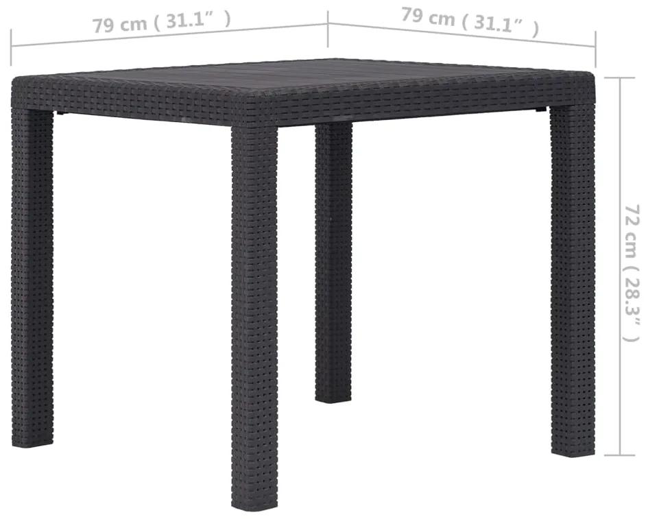 vidaXL Zahradní stůl hnědý 79 x 79 x 72 cm plastový ratanový vzhled