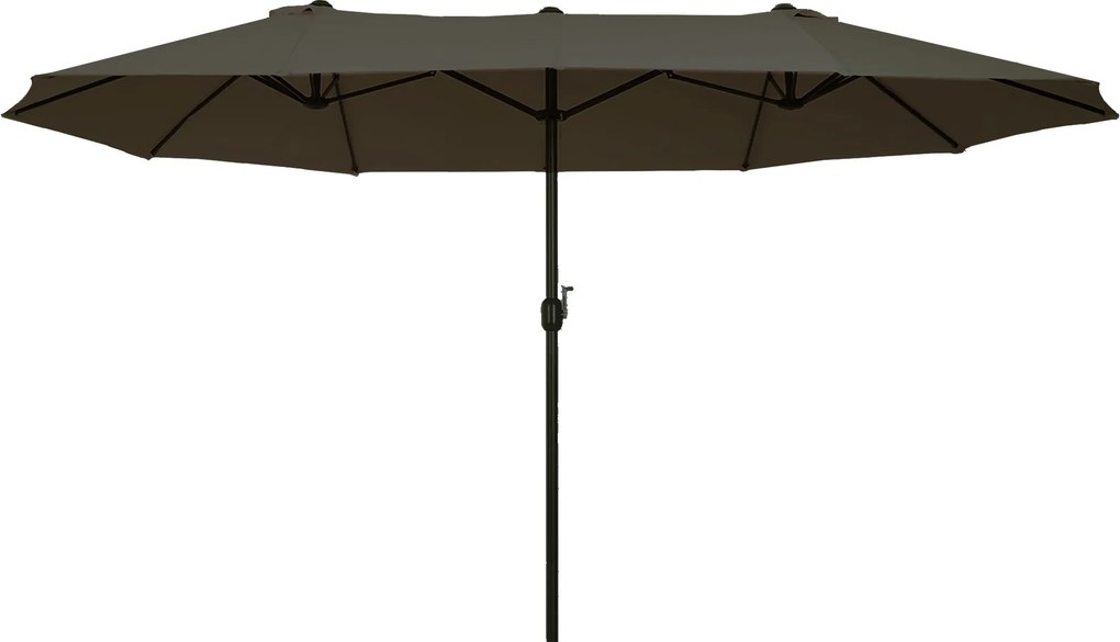 Outsunny Dvojitý Slunečník 455 x 265 cm, UV Ochrana Slunečníku s Ručním Kolečkem, Slunečník na Balkon, Plážový Slunečník Odolný proti Větru, Ochrana p