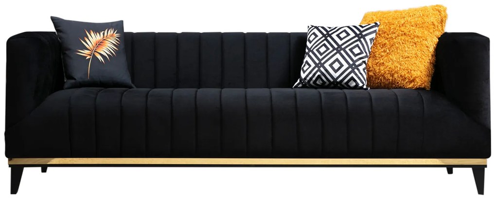 Atelier del Sofa 3-místná pohovka Bellino - Black, Černá, Zlatá