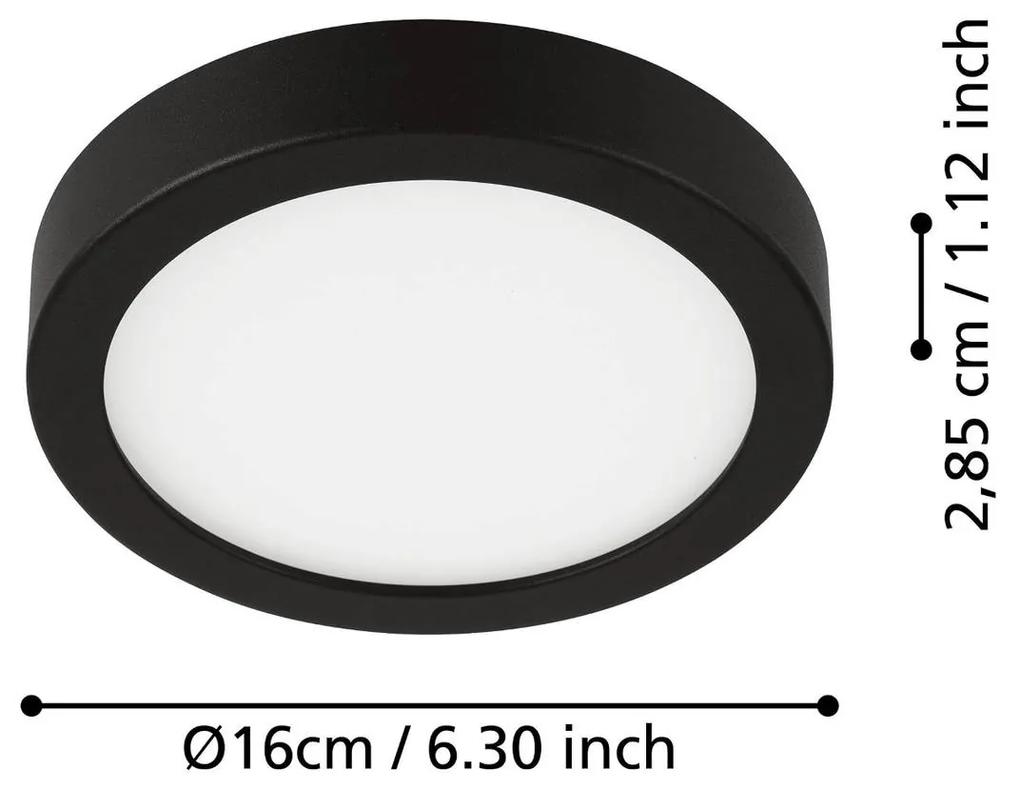 LED stropní svítidlo Fueva 5 IP44 3000K černé Ø16cm