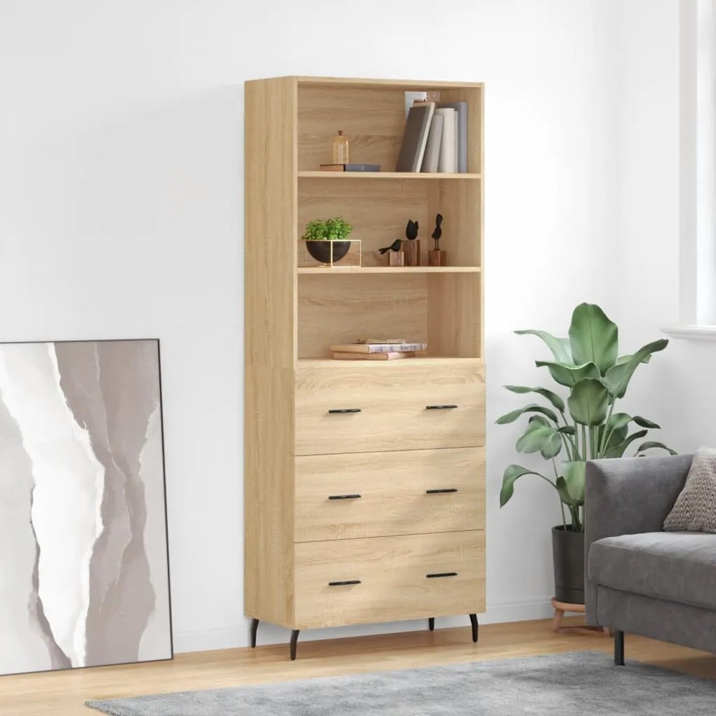 Skříň highboard dub sonoma 69,5 x 34 x 180 cm kompozitní dřevo 3189400