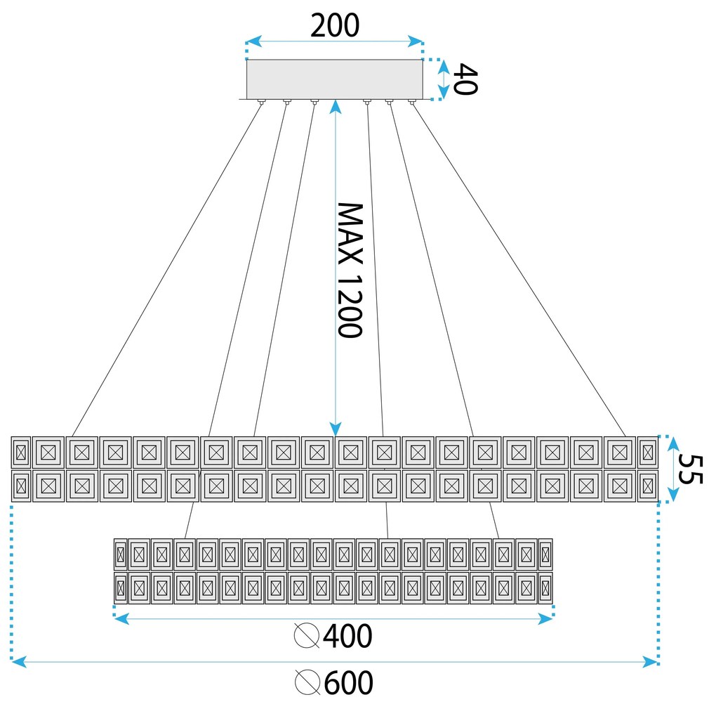Toolight Závěsné LED osvětlení Crystal LE10 MS007-CP chrom