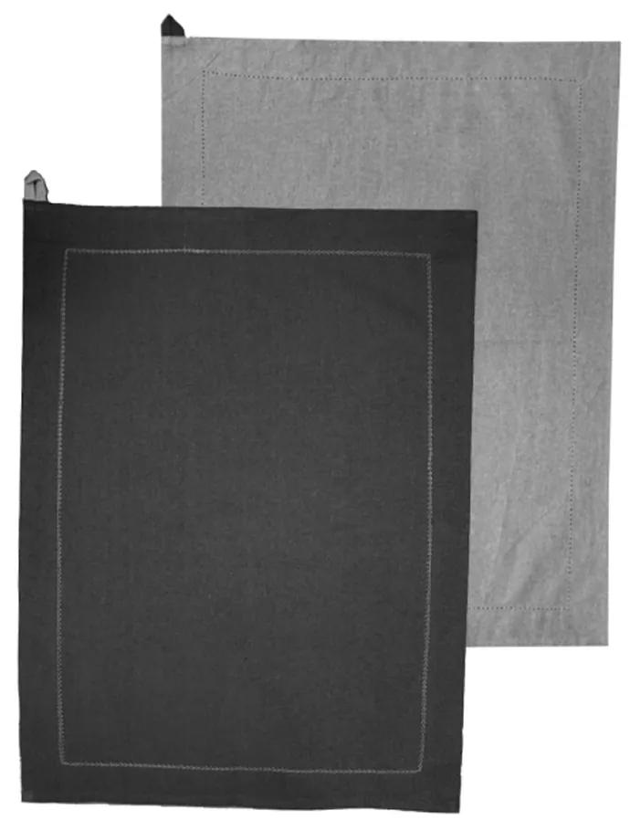 Home Elements Utěrka z recyklované bavlny, 2 ks, 50 x 70 cm, šedá