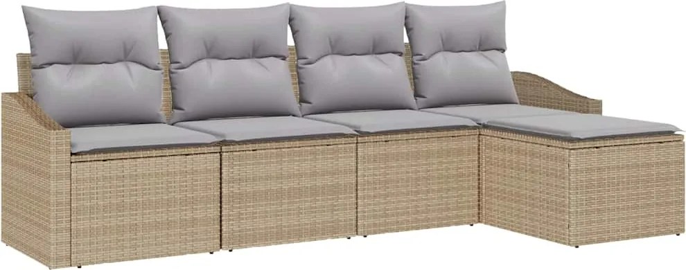 Set pohovek 5 ks Béžová a Světle šedá polyratan 3355349