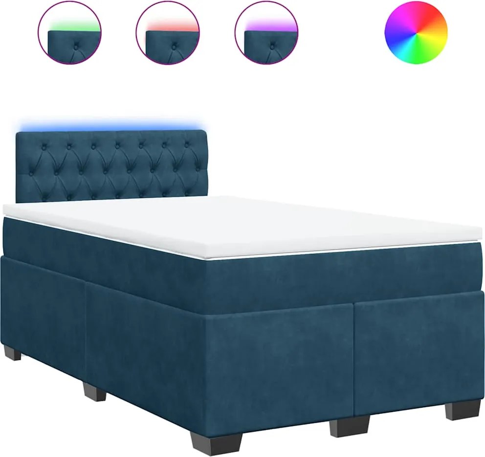 Box spring postel s matrací modrá 120 x 200 cm samet 3288592
