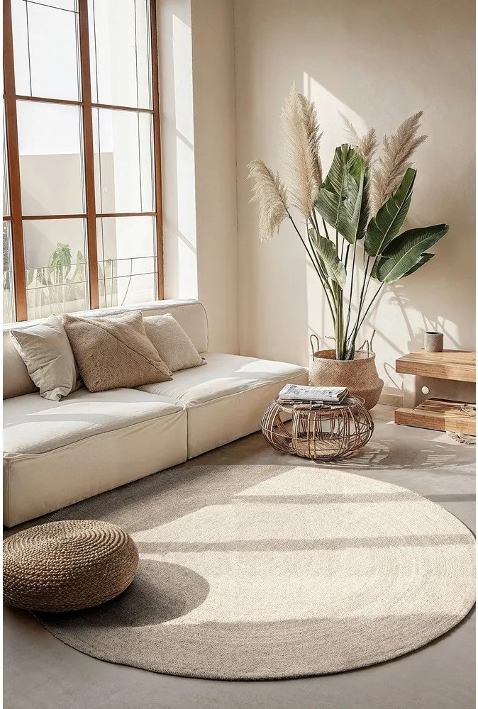 Krémový oboustranný/ručně tkaný jutový kulatý koberec ø 200 cm Braided – Hanse Home