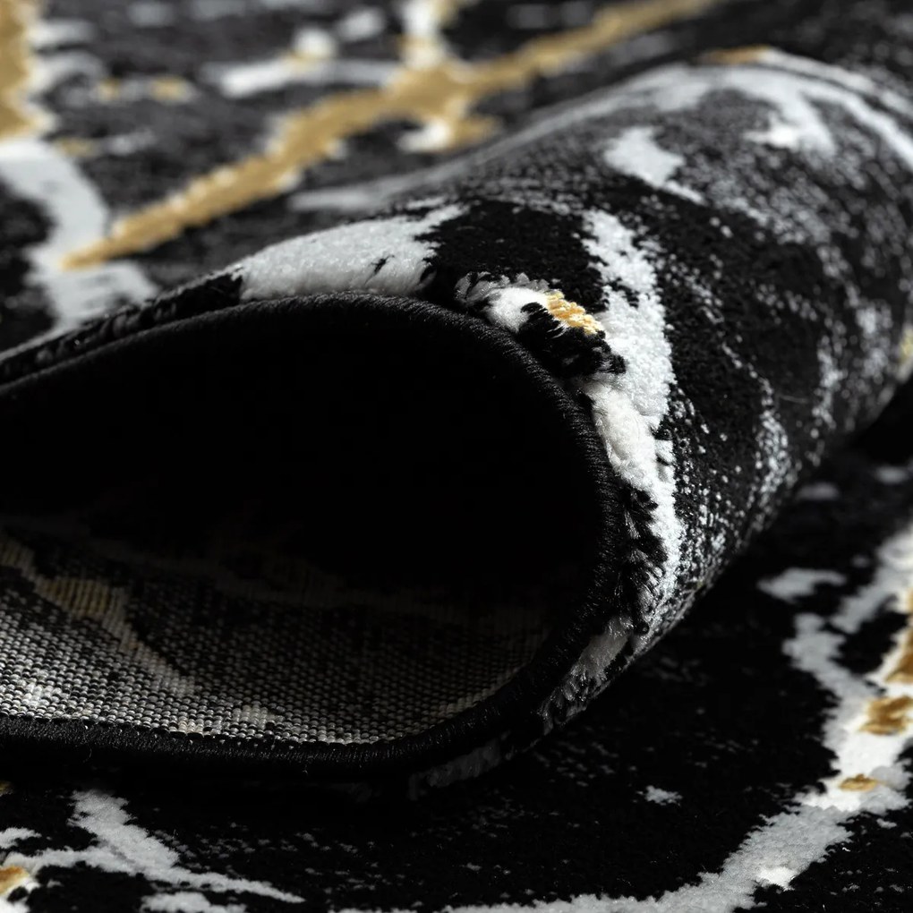 Dywany Łuszczów, Kusový koberec Allure 1963 black/gold, 180x270, černá, kancelář