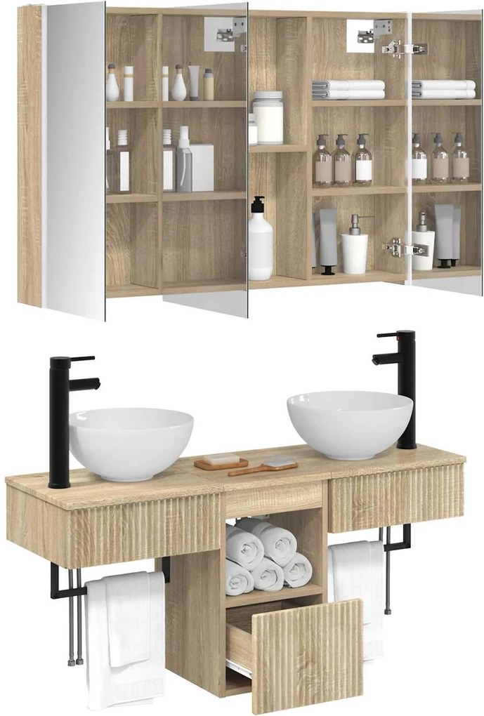 Sada koupelnových skříněk 4 ks Dub sonoma Kompozitní dřevo 3406265
