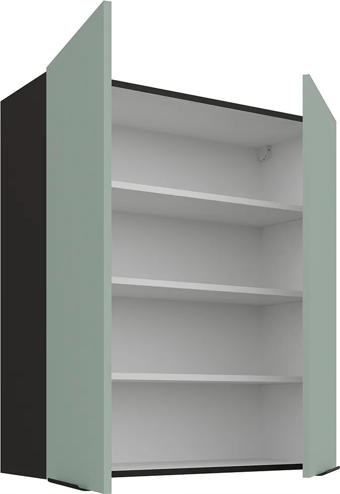 ARIA sc | horní skříňka 80 G-90 2F policová | 80 cm | VYSOKÁ | ANTI FINGERPRINT povrch | černá/aquamarine