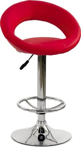 barová židle Halmar H-15, chrom / eko červená