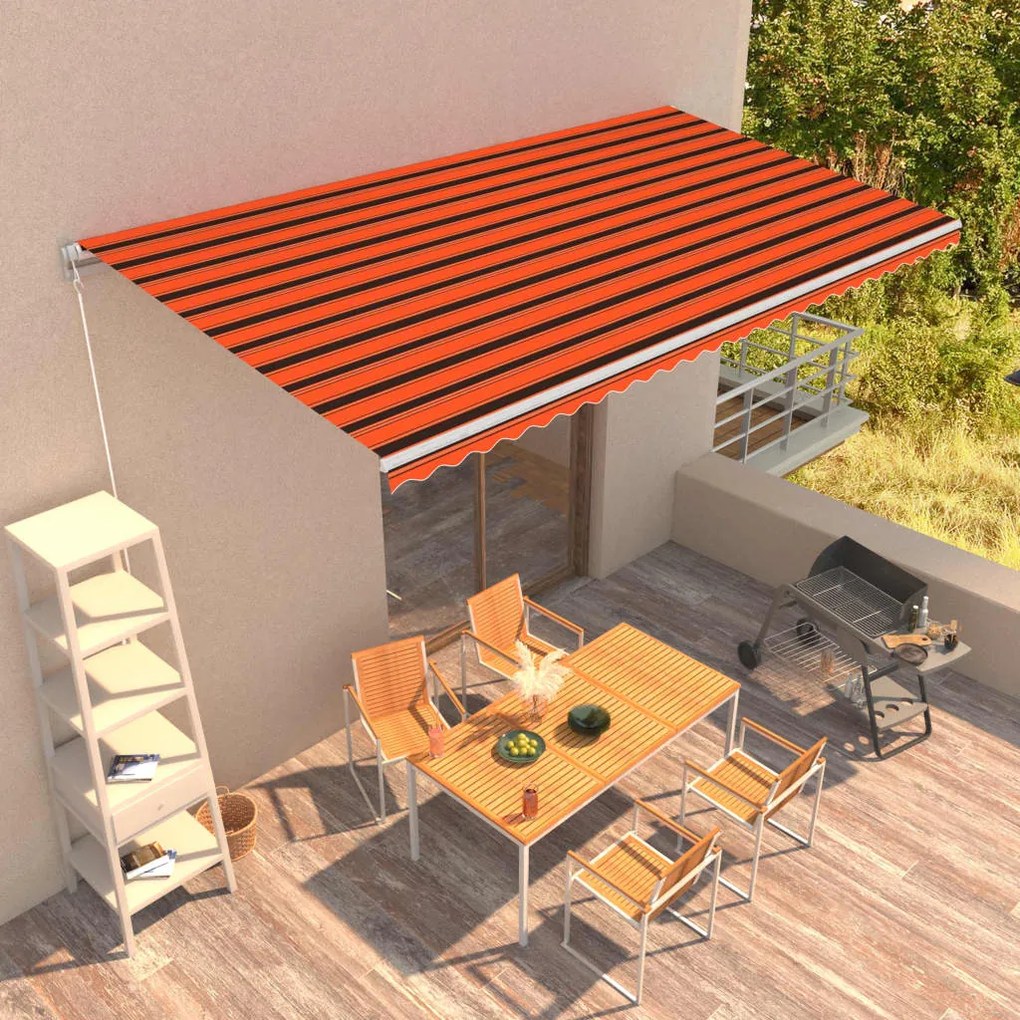Ručně zatahovací markýza 600 x 300 cm oranžovo-hnědá 3051227